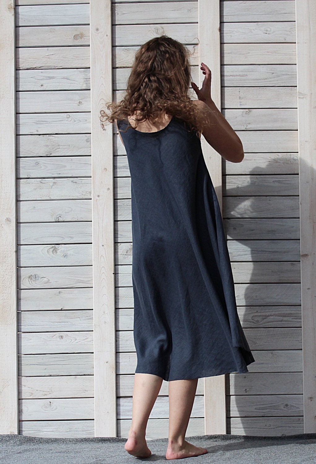 Linen Swing Summer Dress Sleeveless Dress Loose Fit Day Etsy