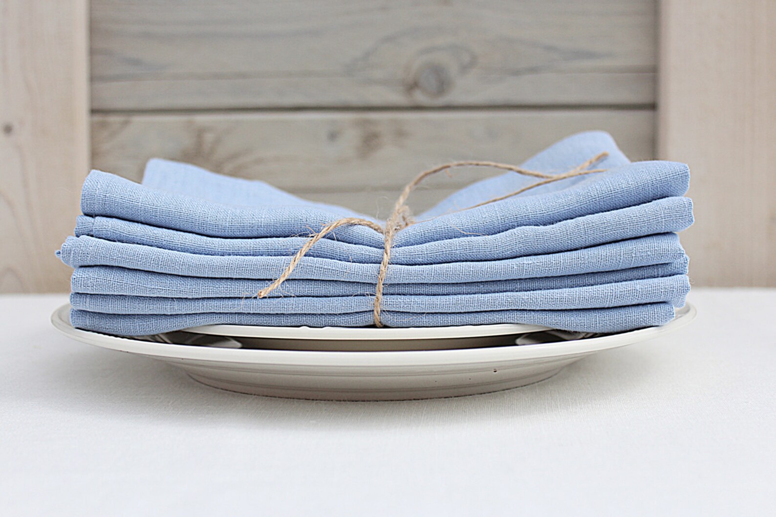 Pure Flax Napkins / Washed Linen Napkins / Set of 6 / Ice Blue | Etsy