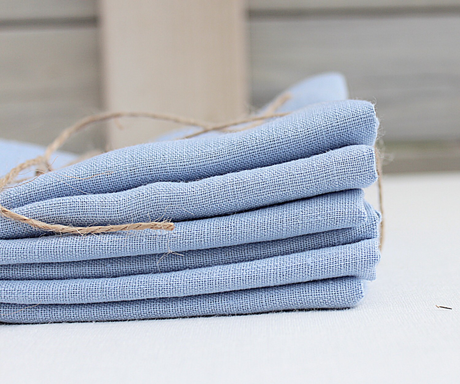 Ice blue linen napkins / Set of 12 / Softened washed linen | Etsy