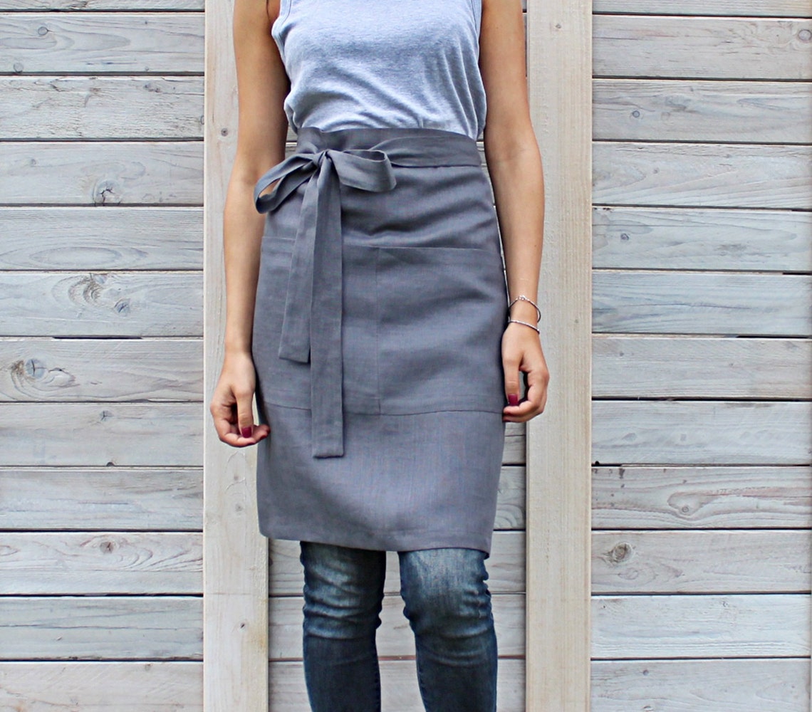 Cafe Apron / Linen Half Apron / Men's and Women's - Etsy