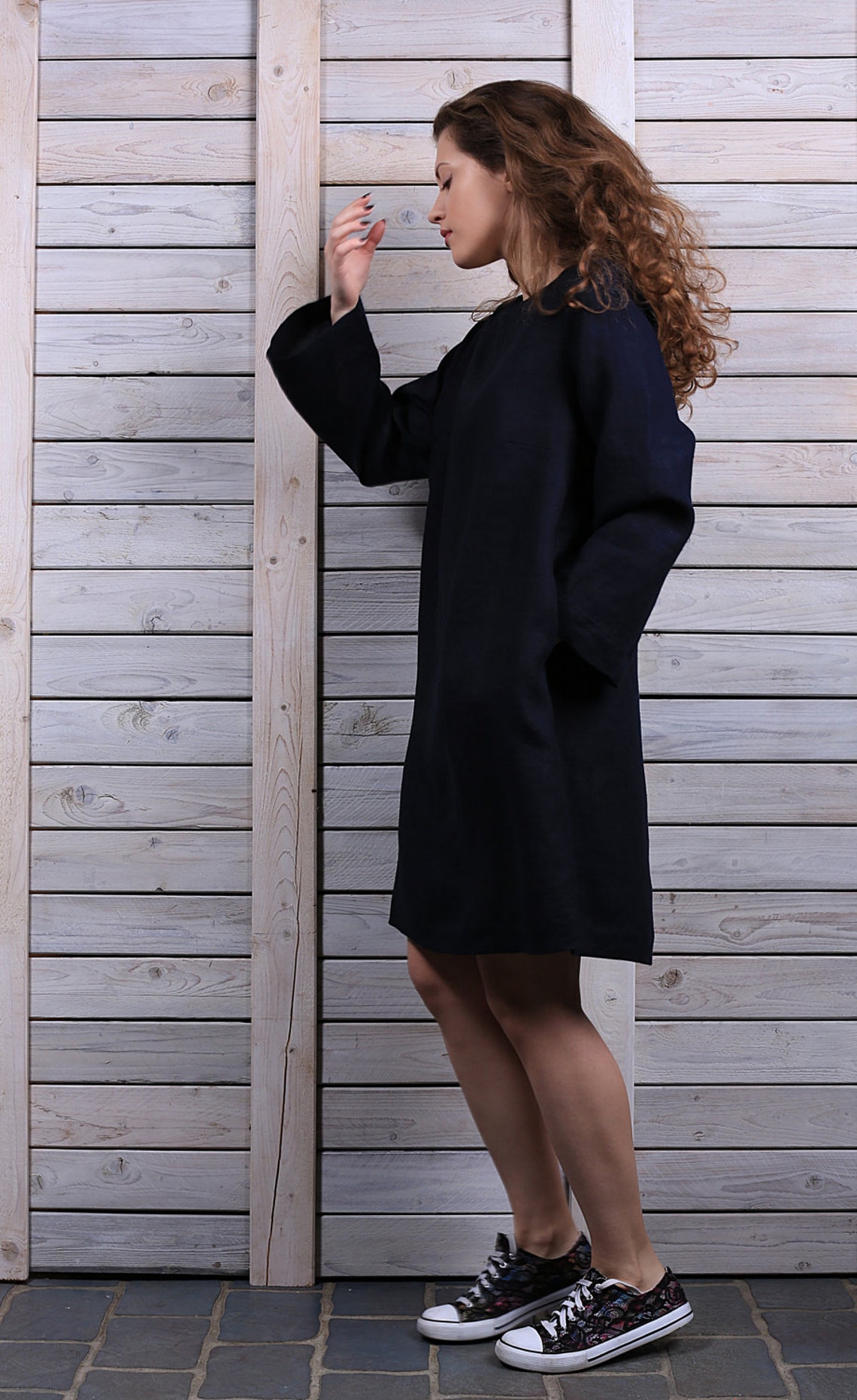 Casual Linen Dress / Linen Mini Dress / Linen Dress With Long | Etsy