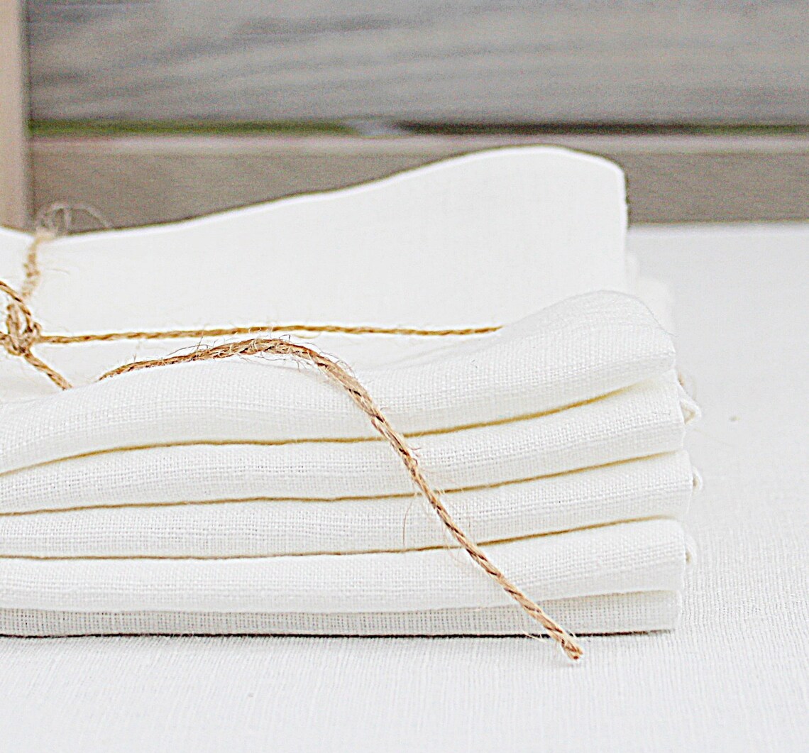 Cream White Linen Napkins / Set of 12 / Soft Stonewashed - Etsy