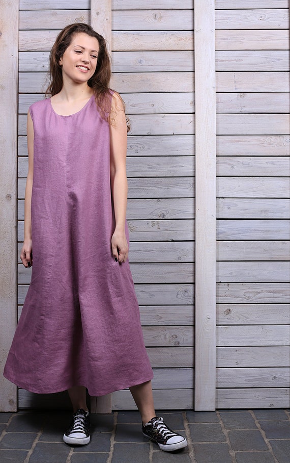 Elegant Linen Dress / Long Linen Dress / Casual Summer Dress / - Etsy