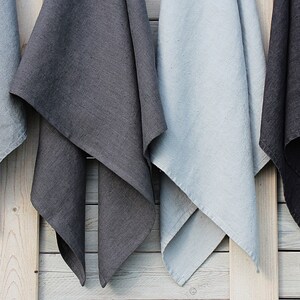 Linen Bath / Hand / Face Towels. Set of 4. Ash Grey/graphite/silver ...