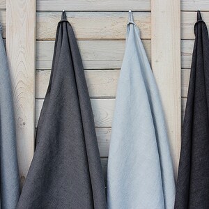 Linen Bath / Hand / Face Towels. Set of 4. Ash Grey/graphite/silver ...