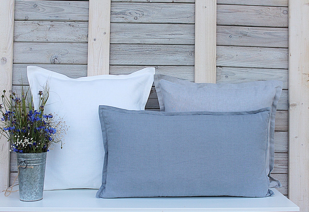 Set of 3 Decorative Linen Pillow Covers / Linen Pillowcases / Cream ...