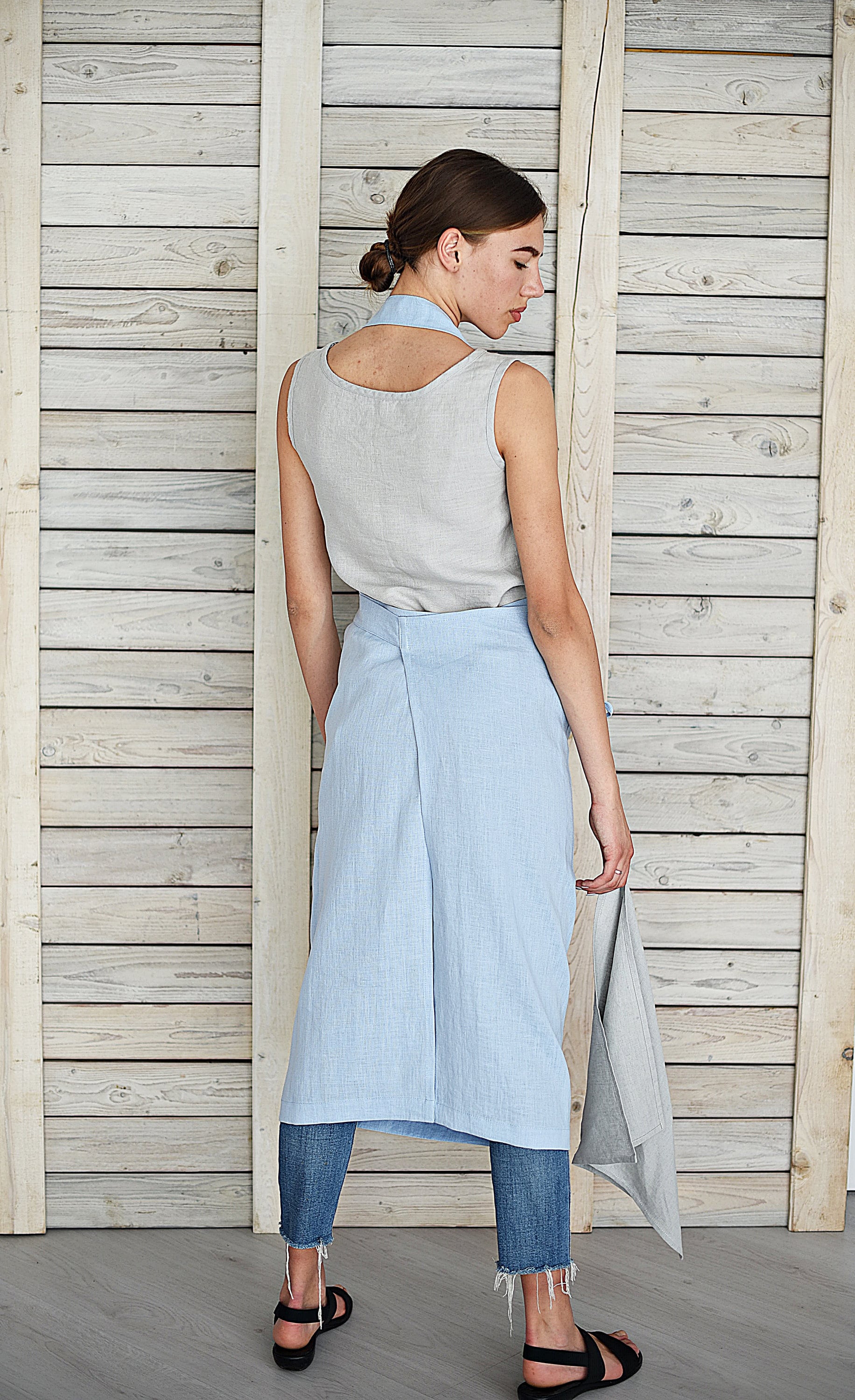 Linen Kitchen Apron / Full Linen Apron With Pockets / - Etsy