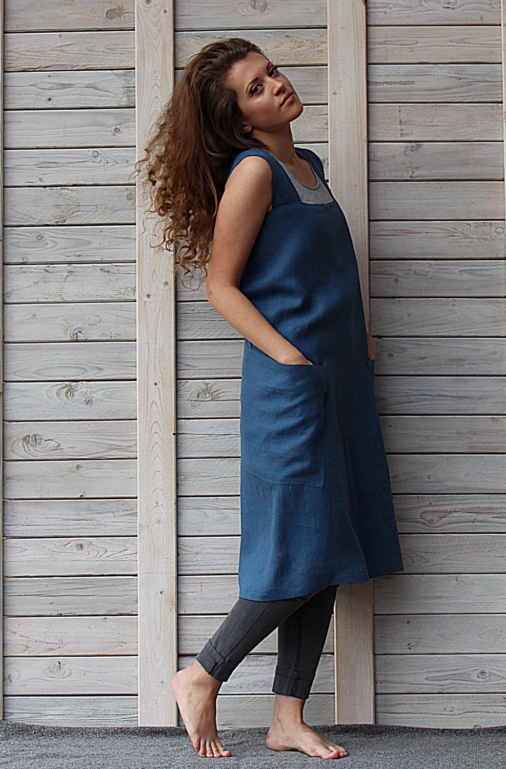 Square Cross Linen Apron / Japanese Linen Apron / Full Linen - Etsy