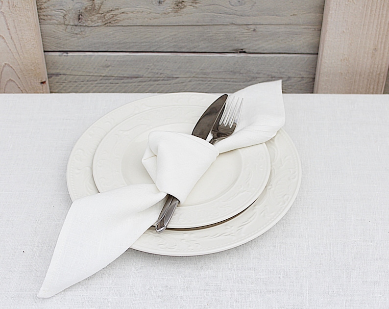 Cream white linen napkins / Set of 12 / Soft stonewashed | Etsy