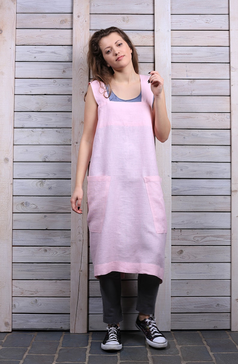 Elegant linen apron / Linen pinafore dress / Japanese apron / | Etsy