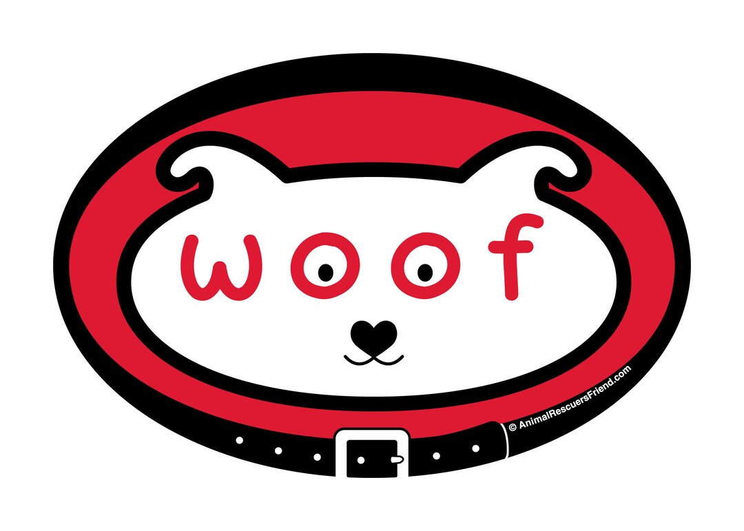 DECAL - Woof Dog Face - Euro Pet Decal - 4x6 Oval Vinyl Bumper Sticker ...