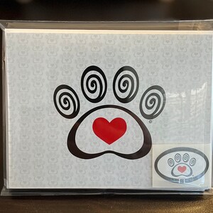 Note Cards - Pet Notecard - Swirl Paw Print With Heart - Pet Lover ...