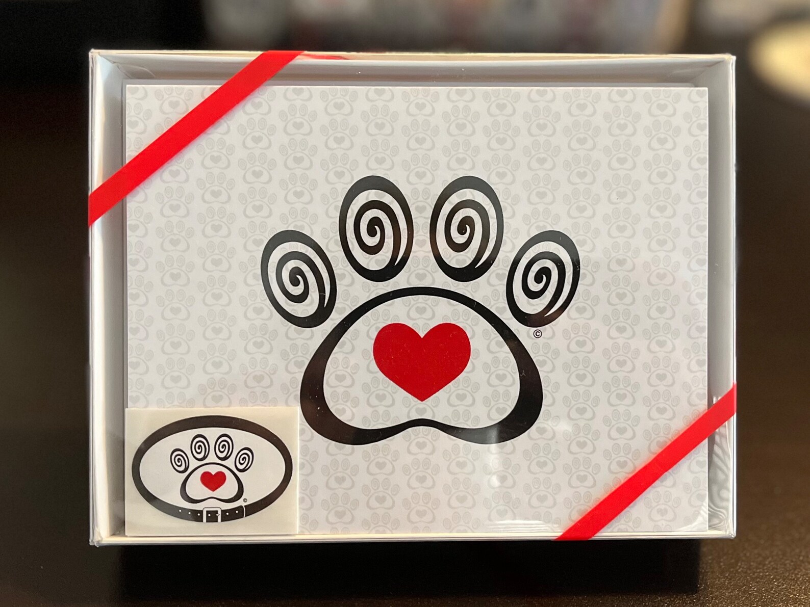 Note Cards - Pet Notecard - Swirl Paw Print With Heart - Pet Lover ...