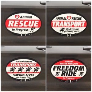 VEHICLE SIGN - Animal Rescue in Progress - 17”x11.5” Oval - Transport ...