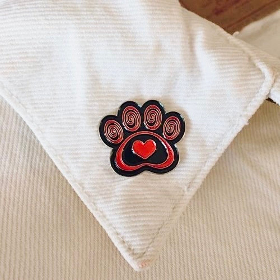 PIN - Heart & Swirl Paw Print Enamel Lapel Pin, Dog Brooch, Cat Pin ...