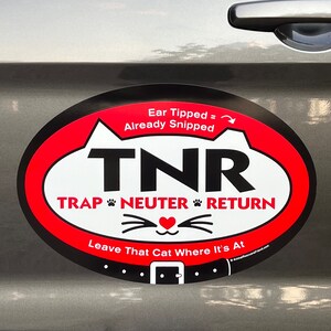 VEHICLE SIGN - TNR - Trap Neuter Return - Large 17”x11.5” Oval Car ...