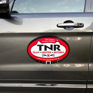 VEHICLE SIGN - TNR - Trap Neuter Return - Large 17”x11.5” Oval Car ...