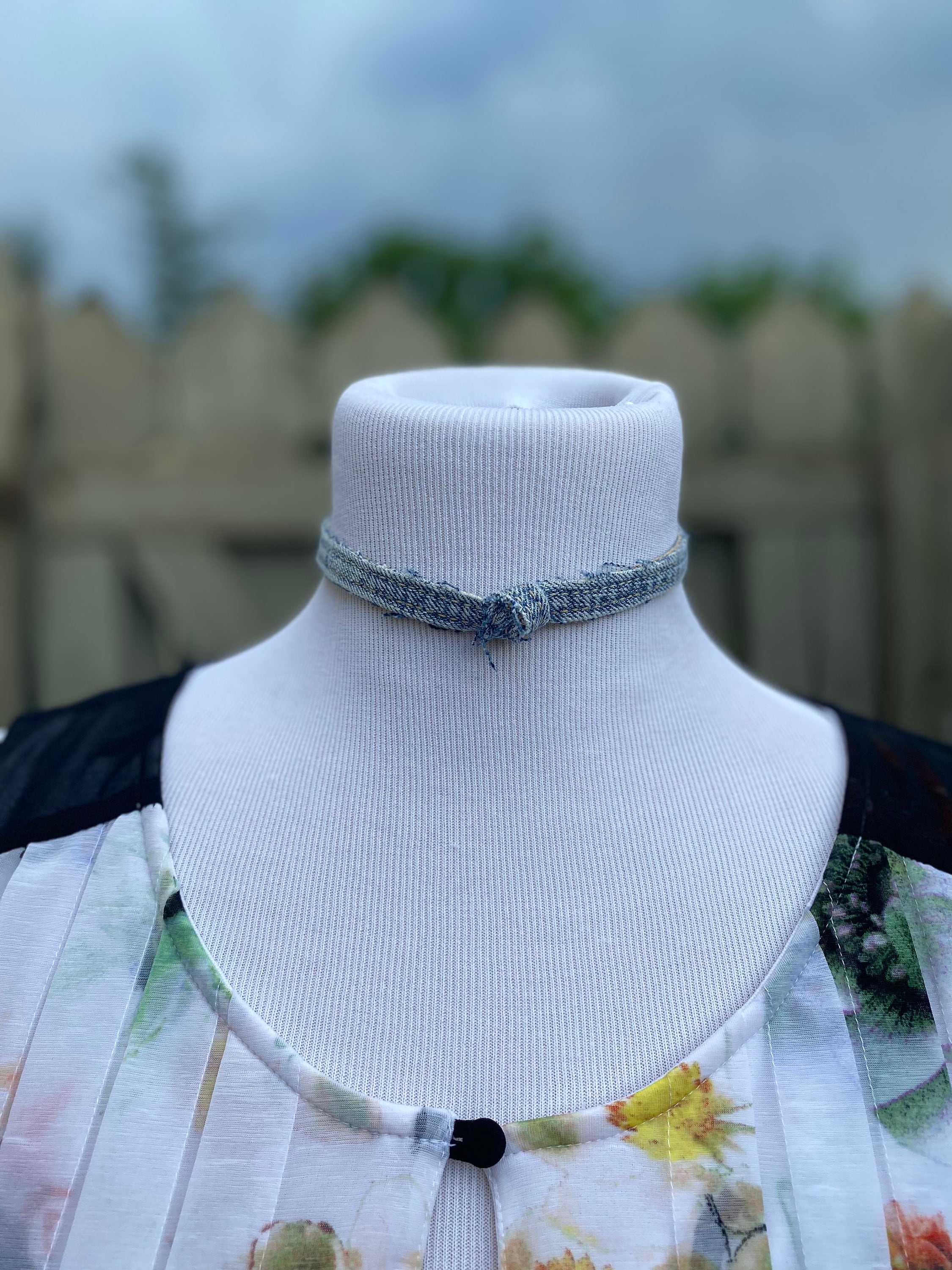 Denim Choker Light Blue Upcycled Denim Choker Repurposed Denim Necklace ...