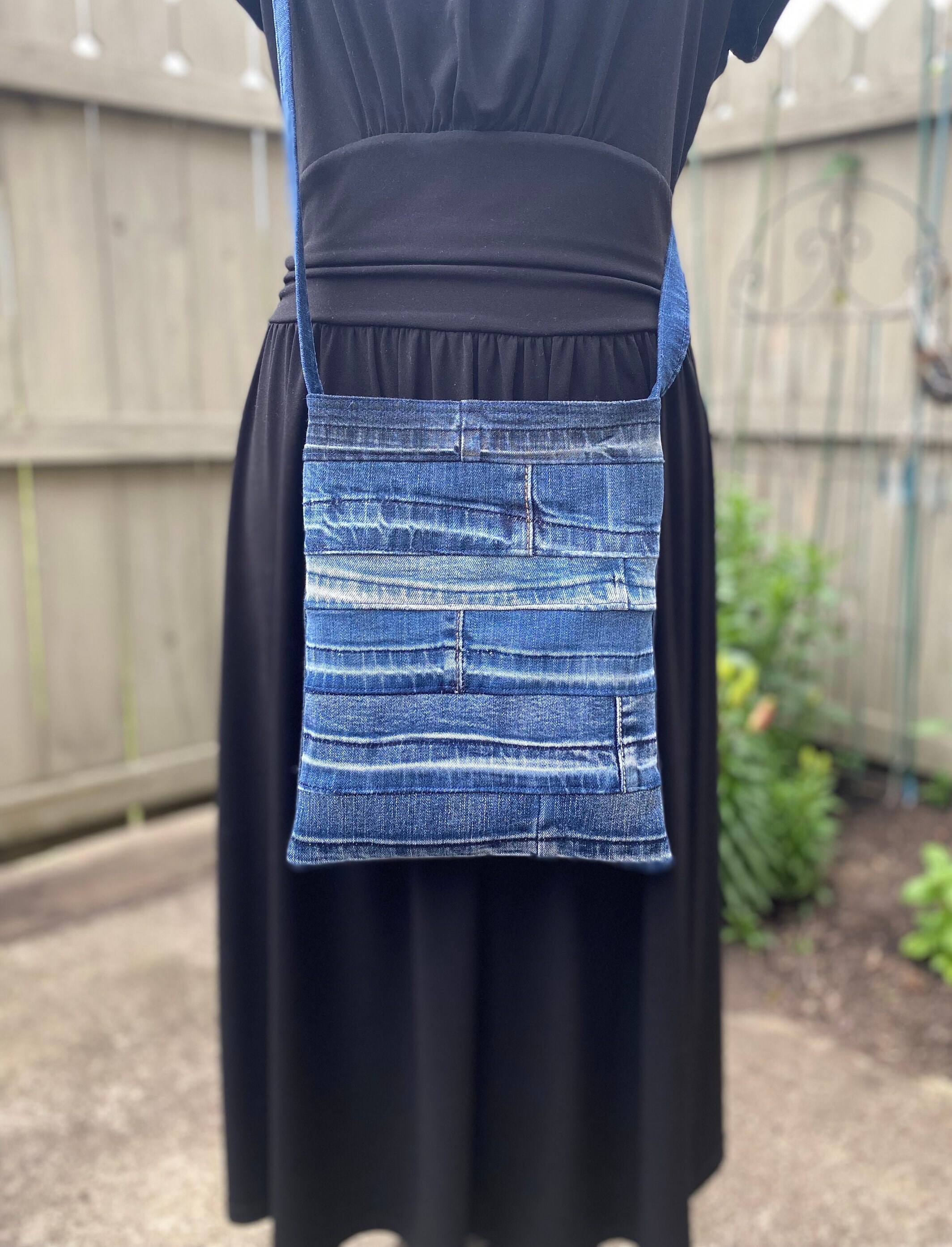 Denim Crossbody Purse Handmade Denim Shoulder Bag Blue Denim Bag Denim ...