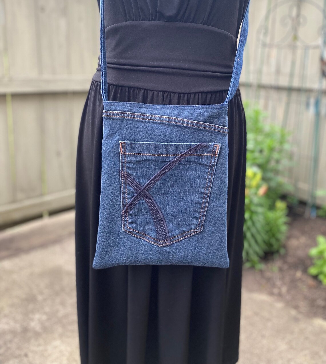 Denim Crossbody Purse Handmade Denim Shoulder Bag Blue Denim Bag Denim ...