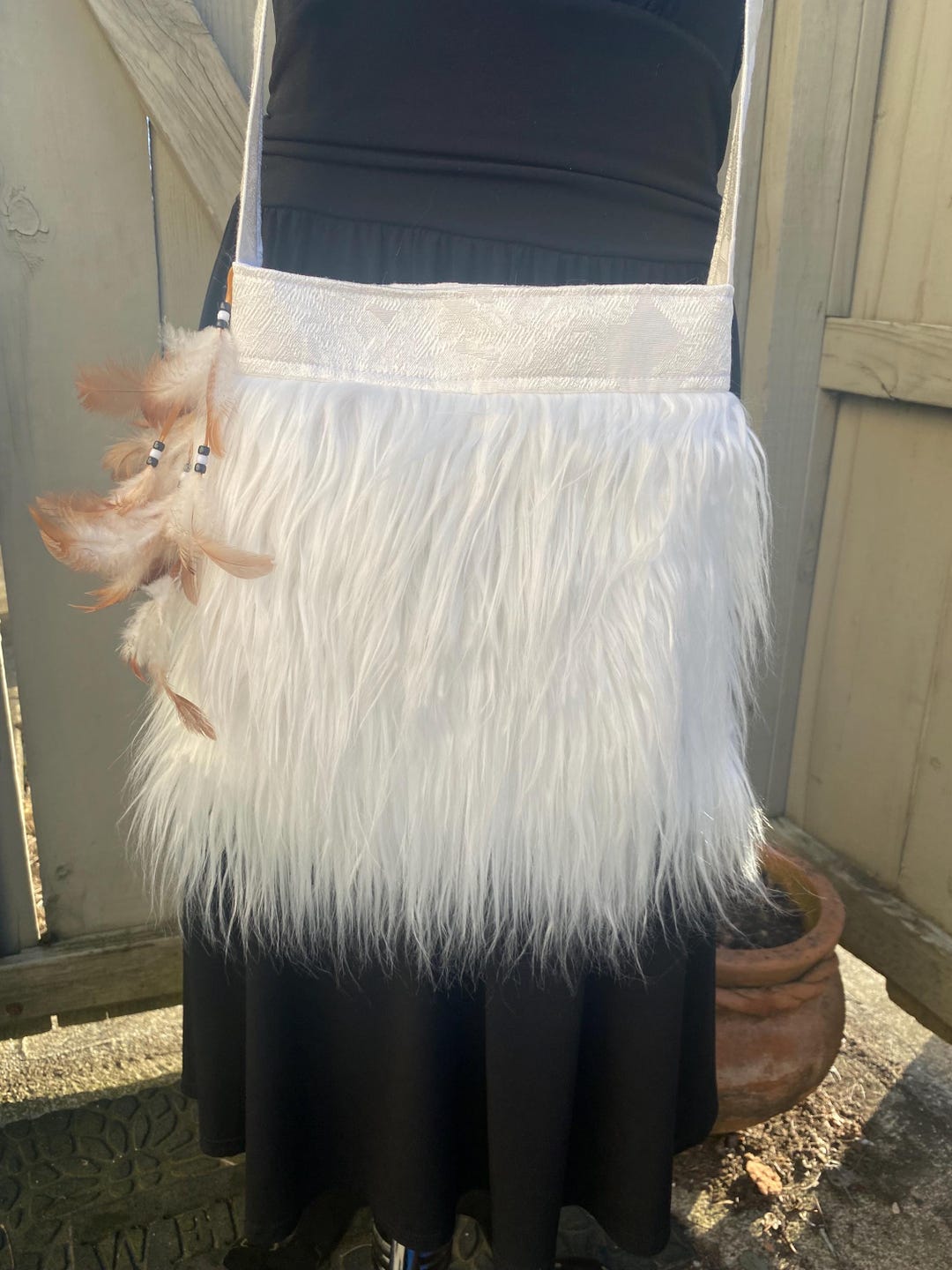 Boho Furry White Crossbody Bag Festival Bag Hippie Crossbody Bag Lined ...