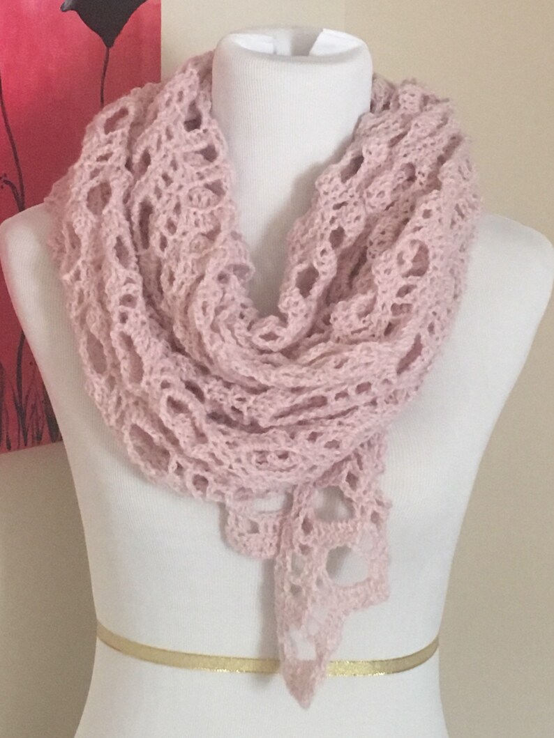 Pink Crochet Shawl, Pink Crochet Wrap, Filet Crochet Shawl, Lightweight ...