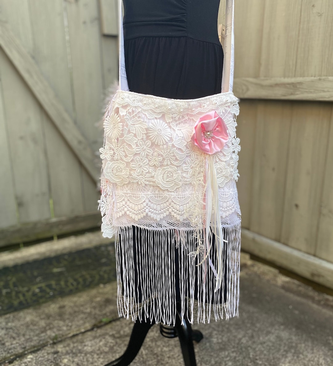 White Lace Shabby Chic Crossbody Bag Handmade Romantic Lace Purse ...