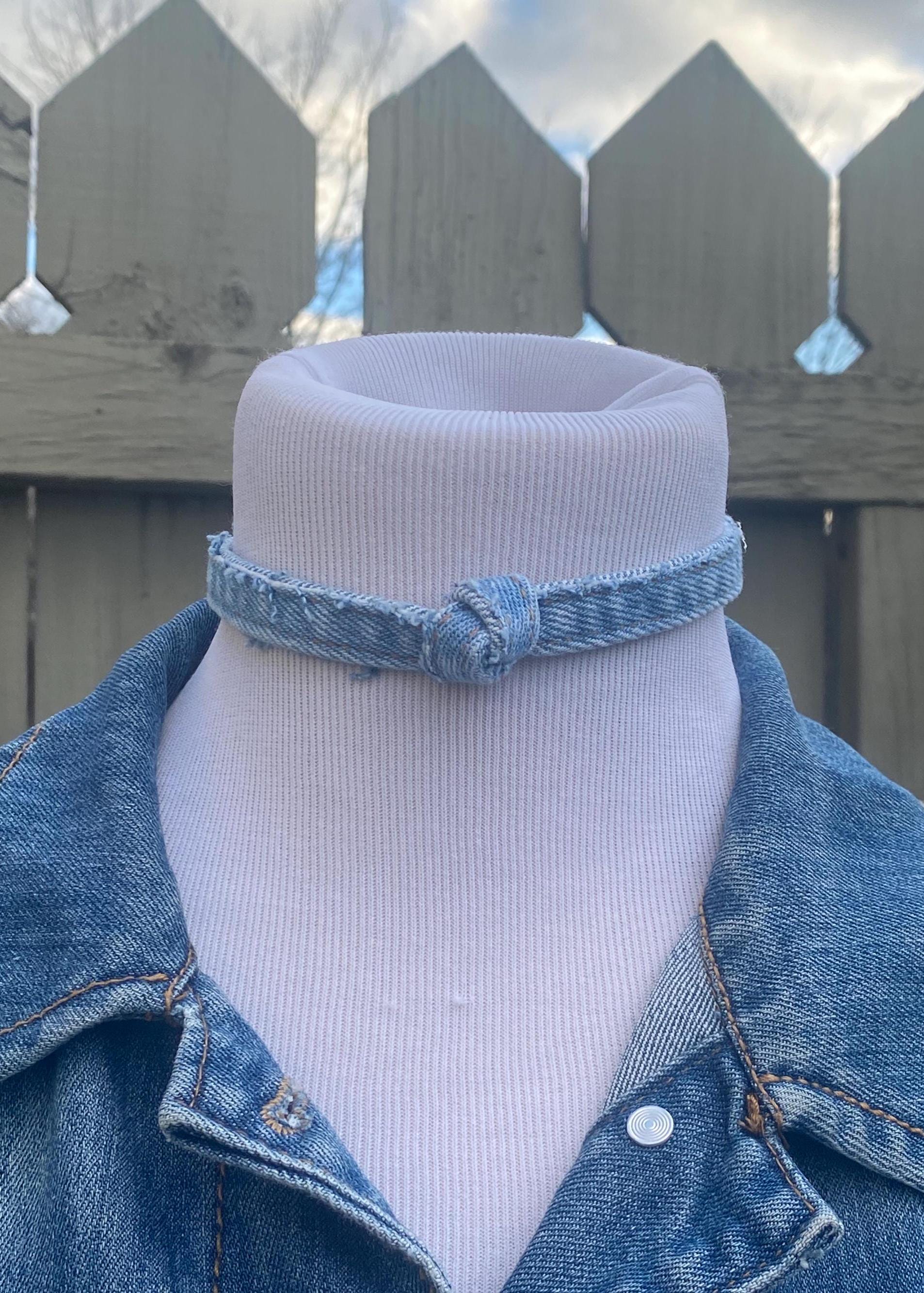 Denim Choker Light Blue Upcycled Denim Choker Repurposed Denim Necklace ...