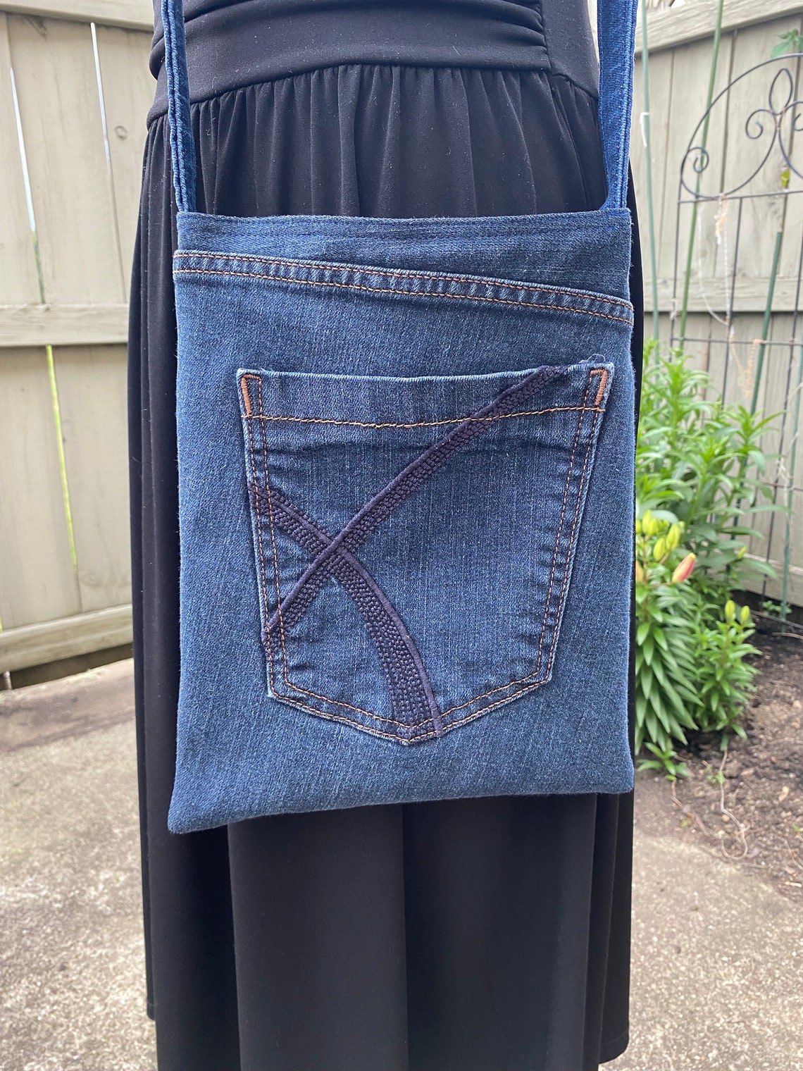Denim Crossbody Purse Handmade Denim Shoulder Bag Blue Denim Bag Denim ...