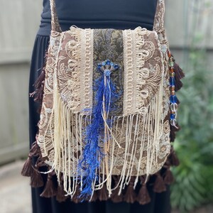 Boho Fringe Bag Hippie Fringe Bag Handmade Crossbody Fringe Purse Blue ...