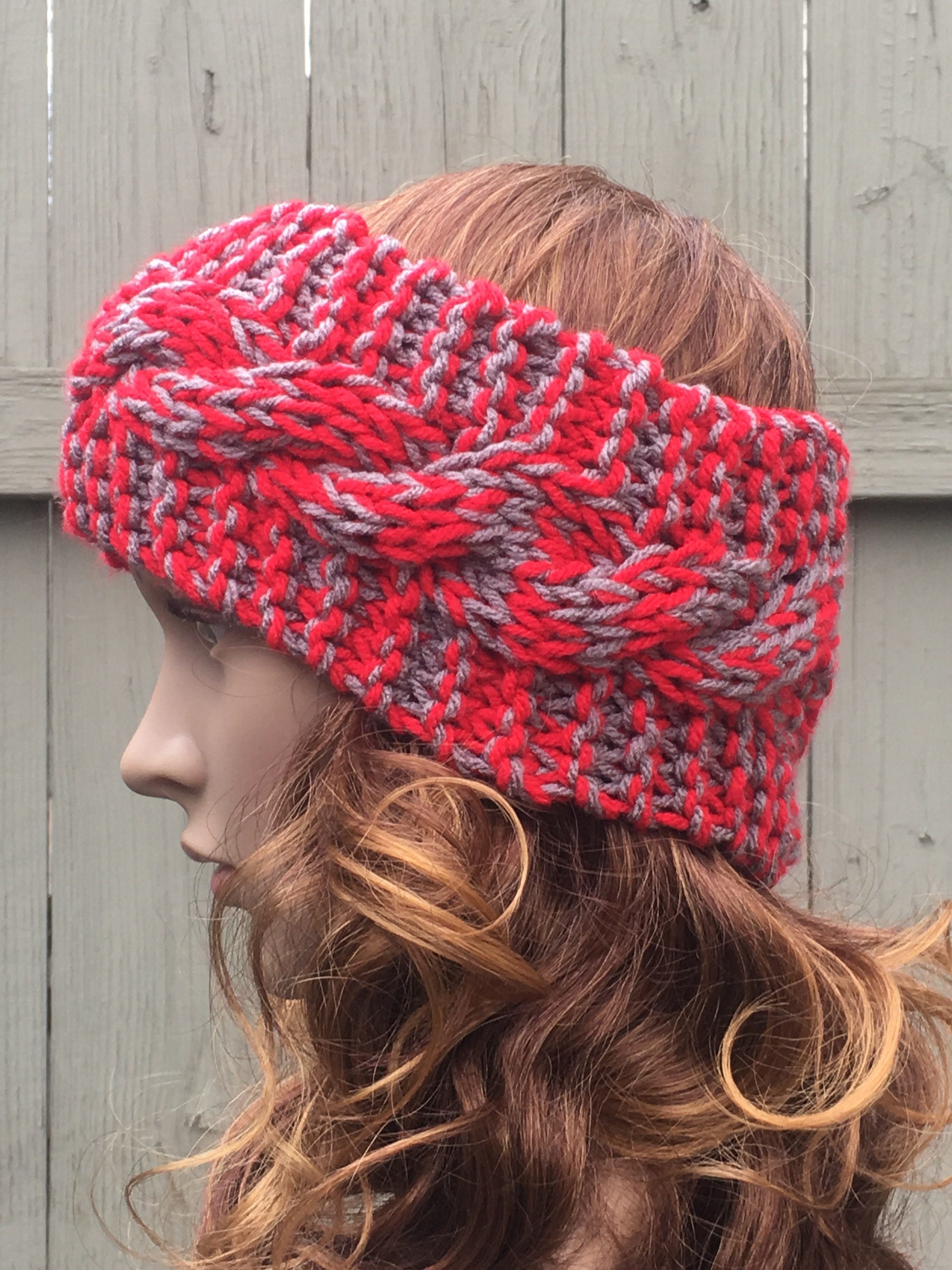 Ohio State University Cable Ear Warmer, Cable Head Band, Scarlet and ...