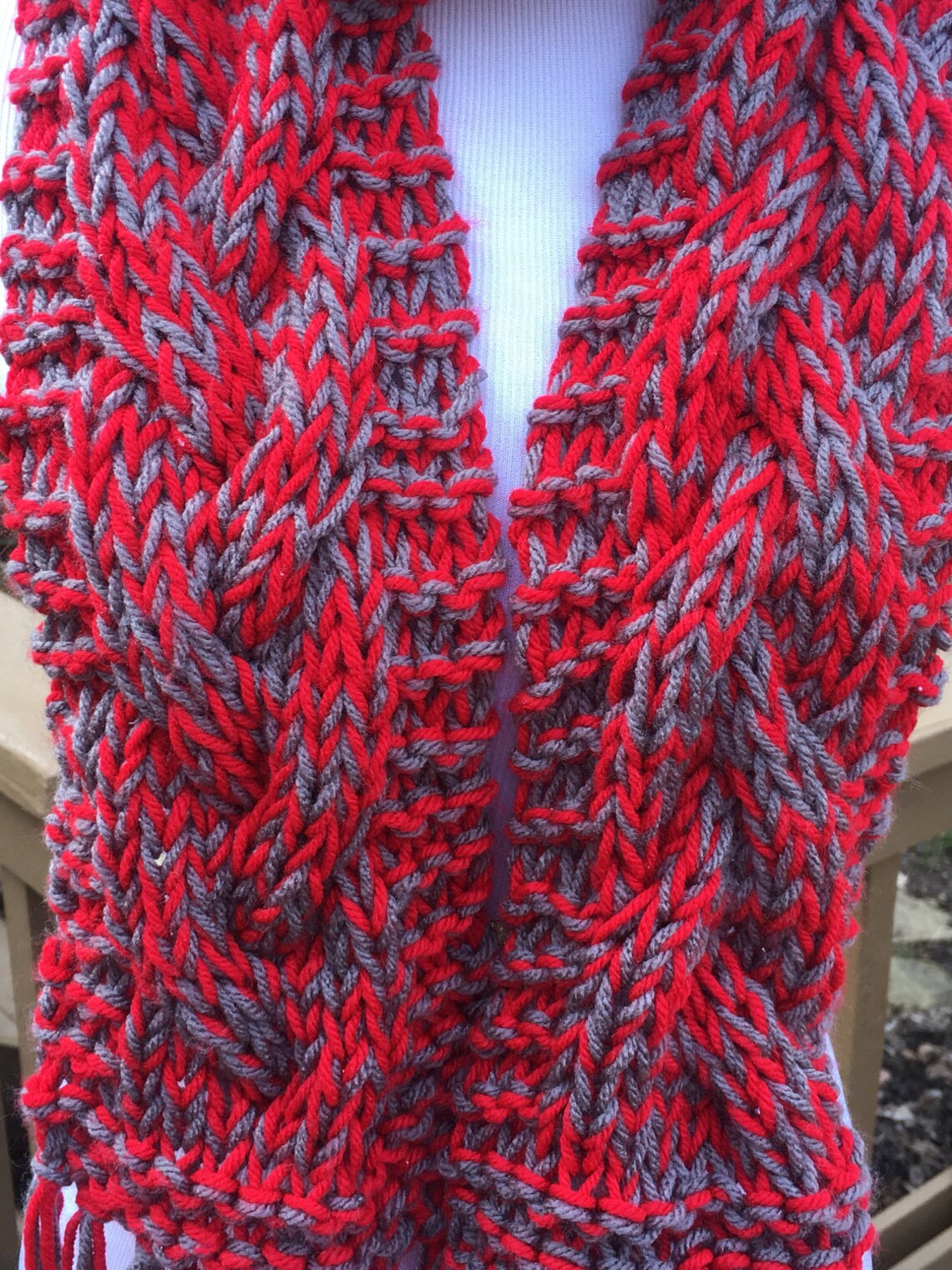Ohio State University Knit Scarf, OSU Knit Scarf, Scarlet & Gray Cable ...