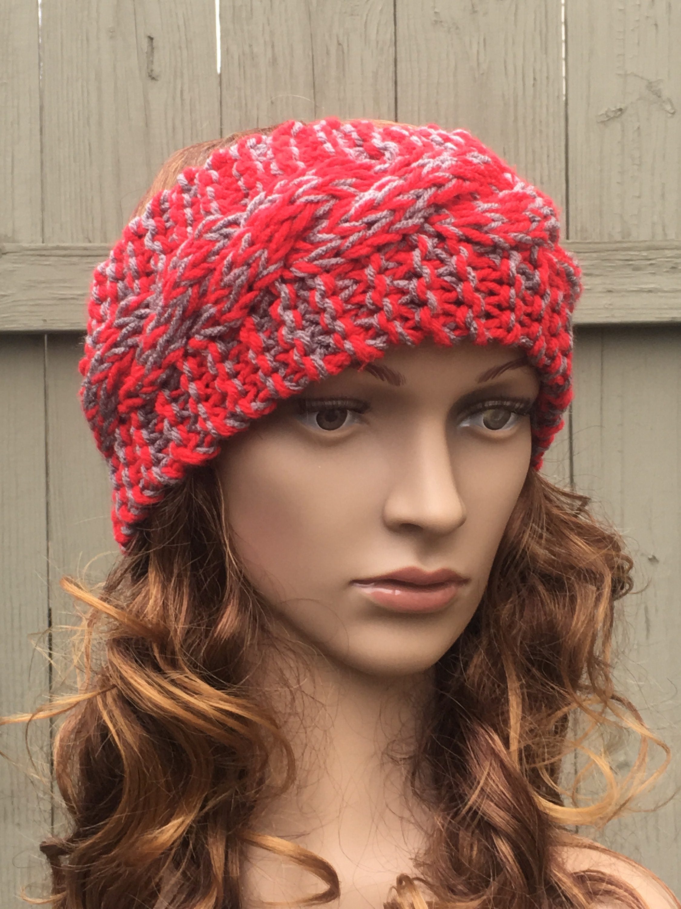 Ohio State University Cable Ear Warmer, Cable Head Band, Scarlet and ...