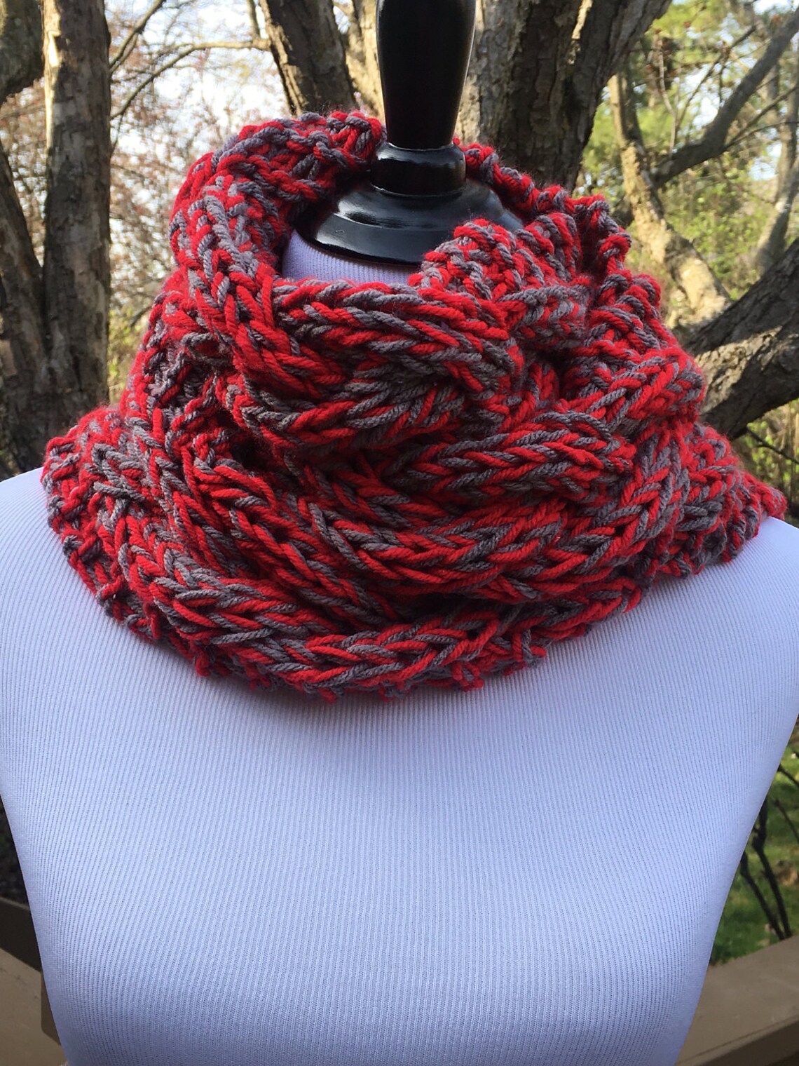 Ohio State University Knit Scarf, OSU Knit Scarf, Scarlet & Gray Cable ...