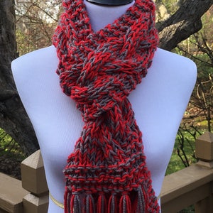 Ohio State University Knit Scarf, OSU Knit Scarf, Scarlet & Gray Cable ...