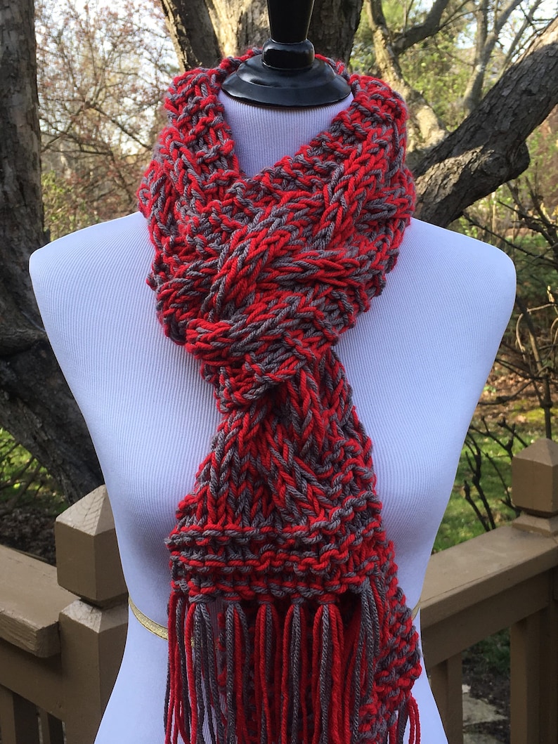 Ohio State University Knit Scarf, OSU Knit Scarf, Scarlet & Gray Cable ...