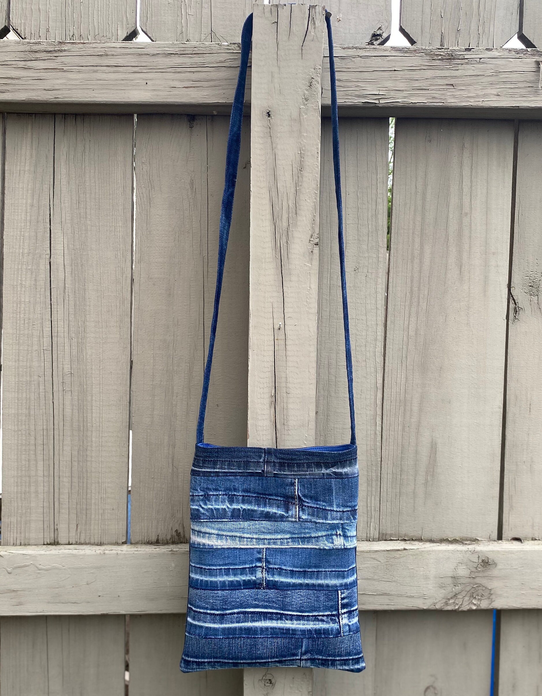 Denim Crossbody Purse Handmade Denim Shoulder Bag Blue Denim Bag Denim ...