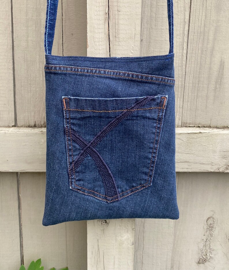 Denim Crossbody Purse Handmade Denim Shoulder Bag Blue Denim Bag Denim ...