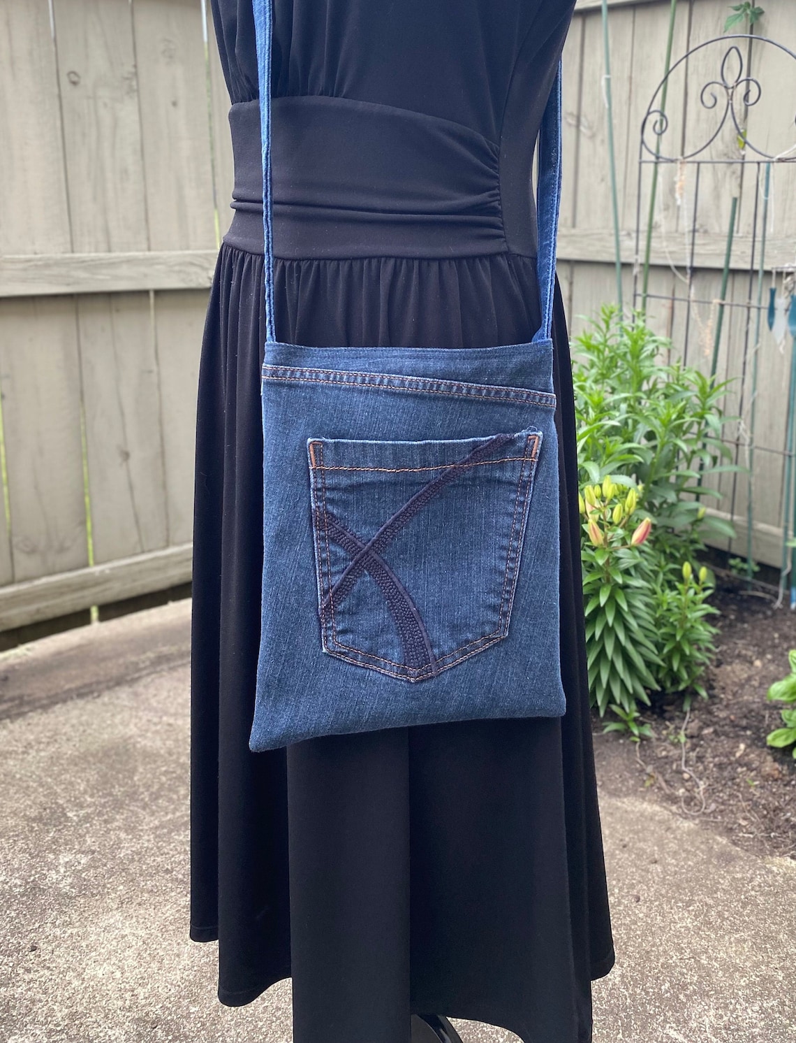 Denim Crossbody Purse Handmade Denim Shoulder Bag Blue Denim Bag Denim ...