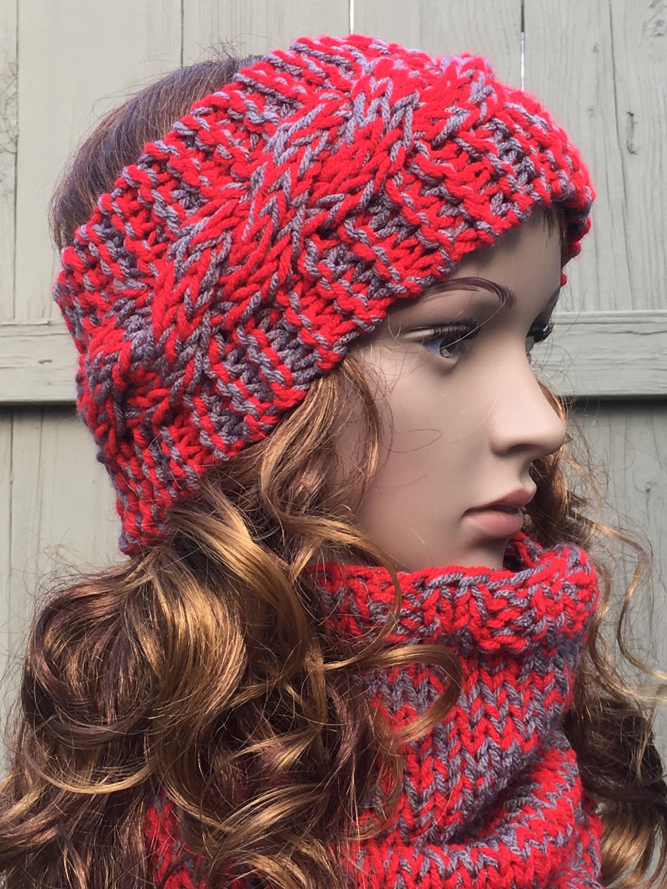 Ohio State University Cable Ear Warmer, Cable Head Band, Scarlet and ...