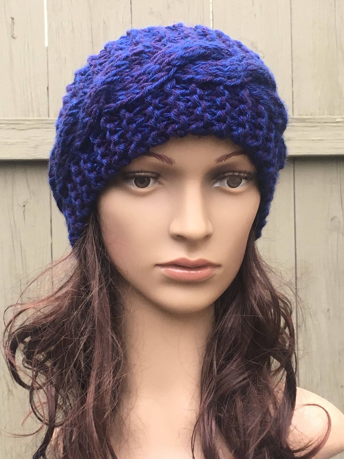 Cable Knit Ear Warmer Hand Knit Ear Warmer Purple Headband - Etsy
