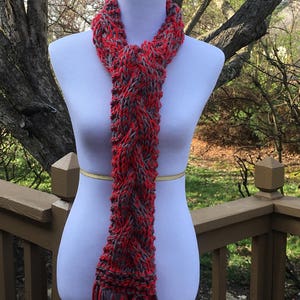 Ohio State University Knit Scarf, OSU Knit Scarf, Scarlet & Gray Cable ...