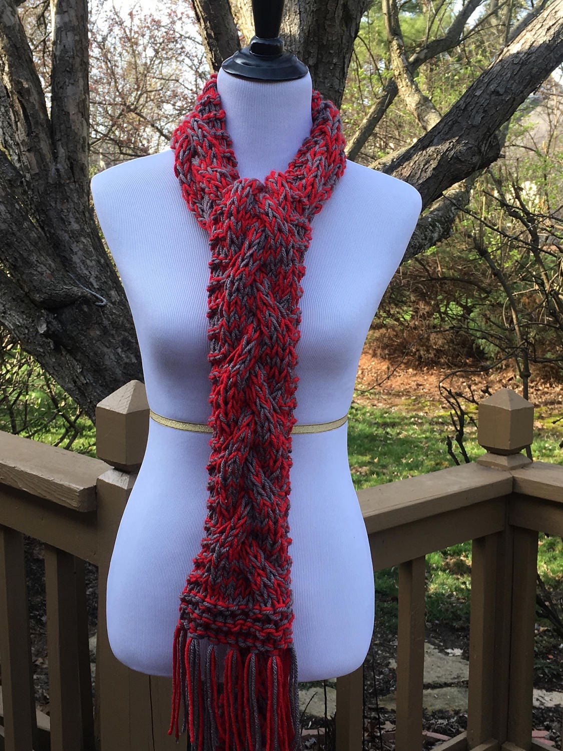 Ohio State University Knit Scarf, OSU Knit Scarf, Scarlet & Gray Cable ...