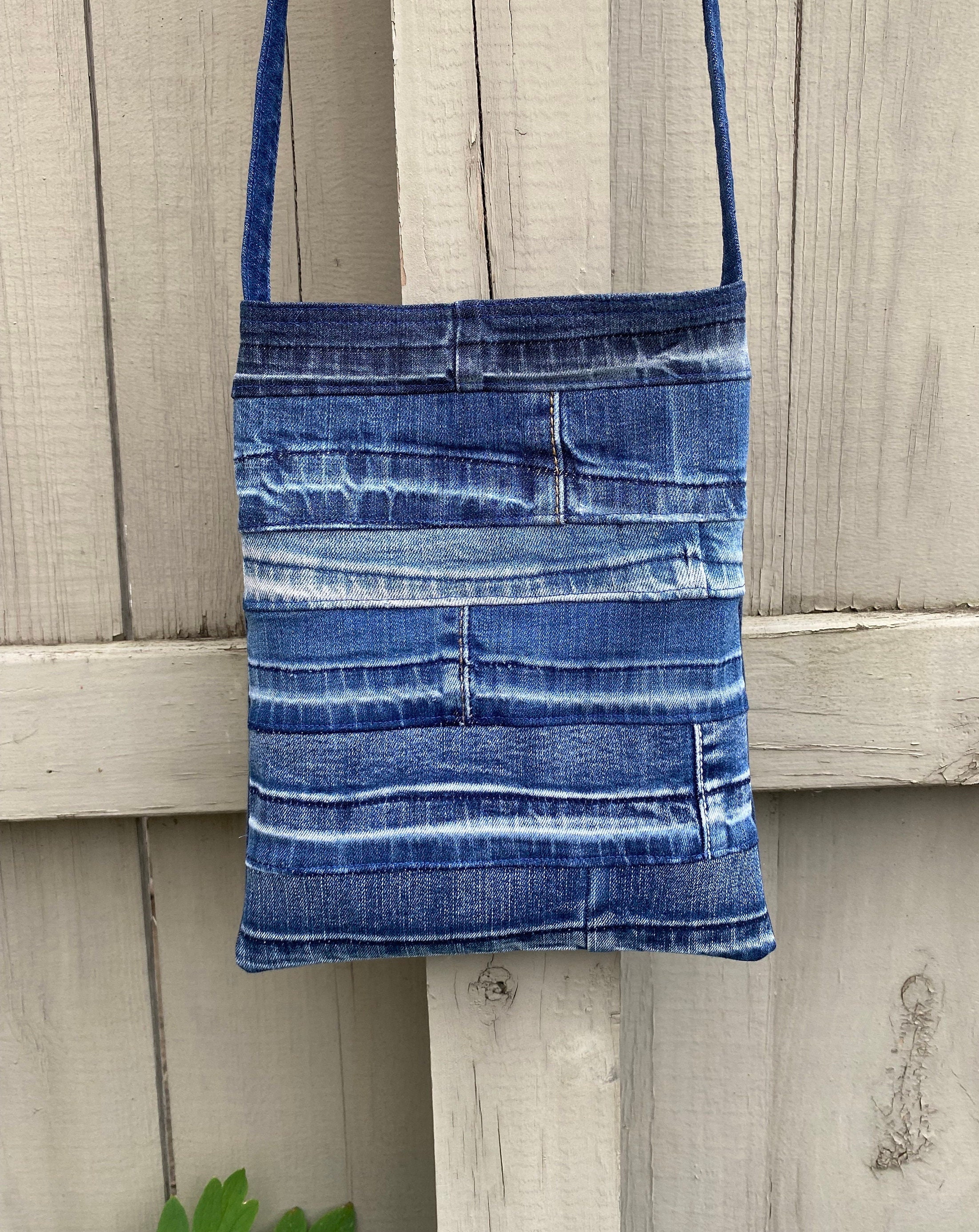 Denim Crossbody Purse Handmade Denim Shoulder Bag Blue Denim Bag Denim ...