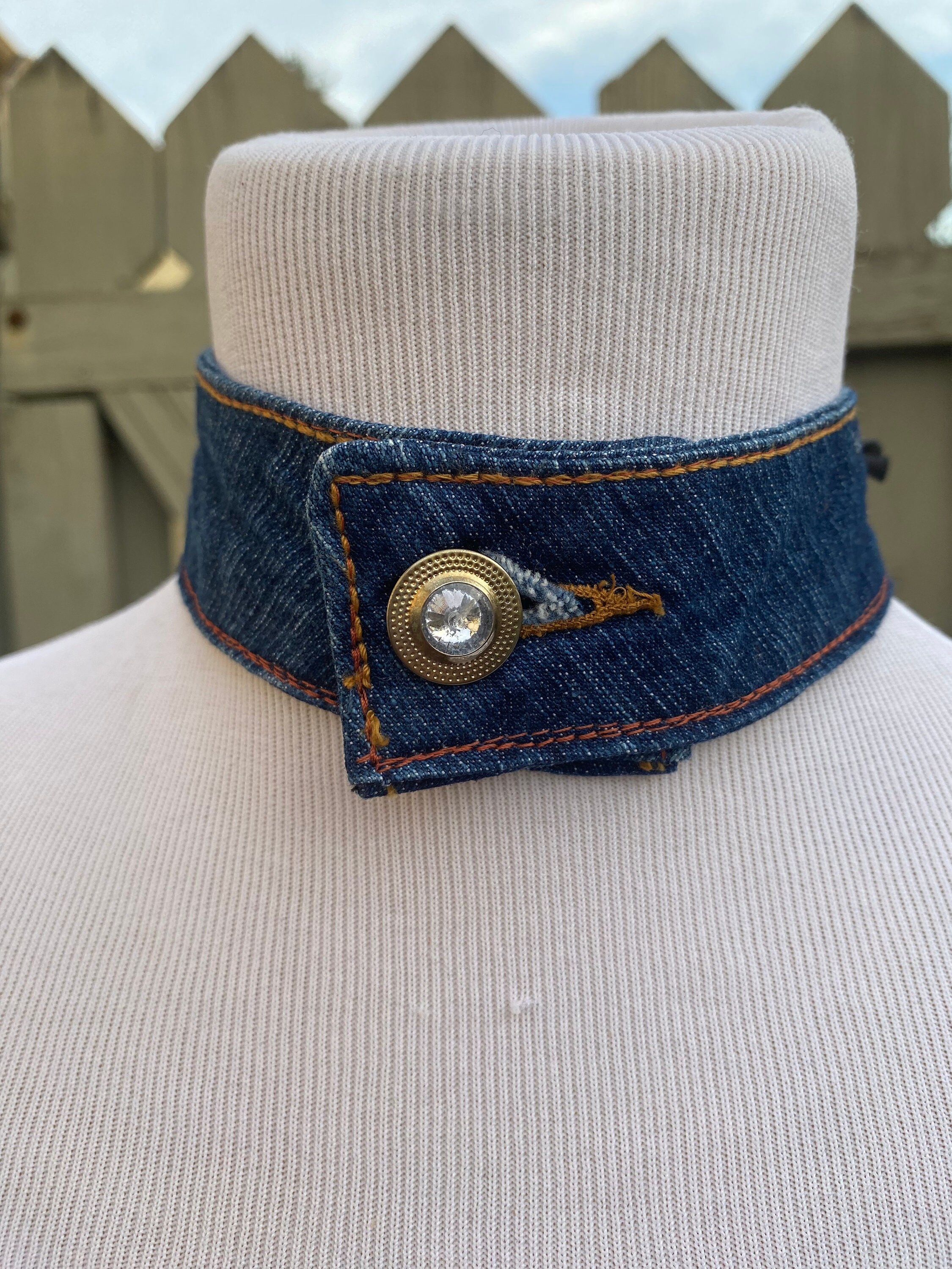 Denim Choker Upcycled Denim Repurposed Denim Blue Denim Choker Denim ...