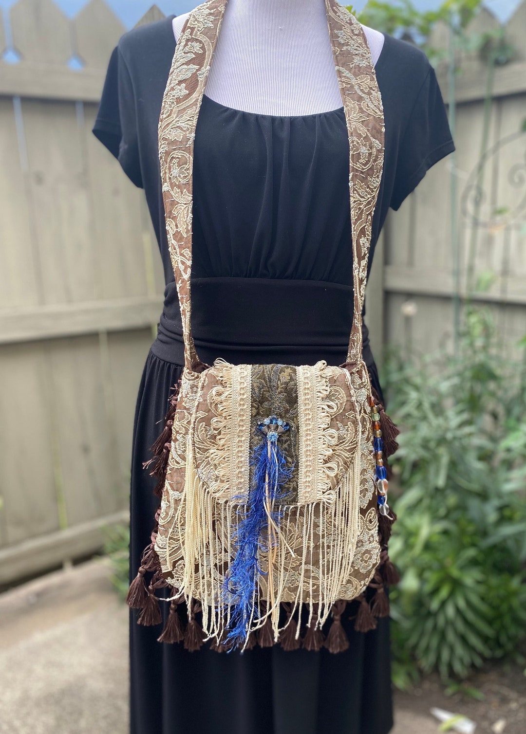 Boho Fringe Bag Hippie Fringe Bag Handmade Crossbody Fringe Purse Blue ...