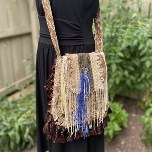 Boho Fringe Bag Hippie Fringe Bag Handmade Crossbody Fringe Purse Blue ...