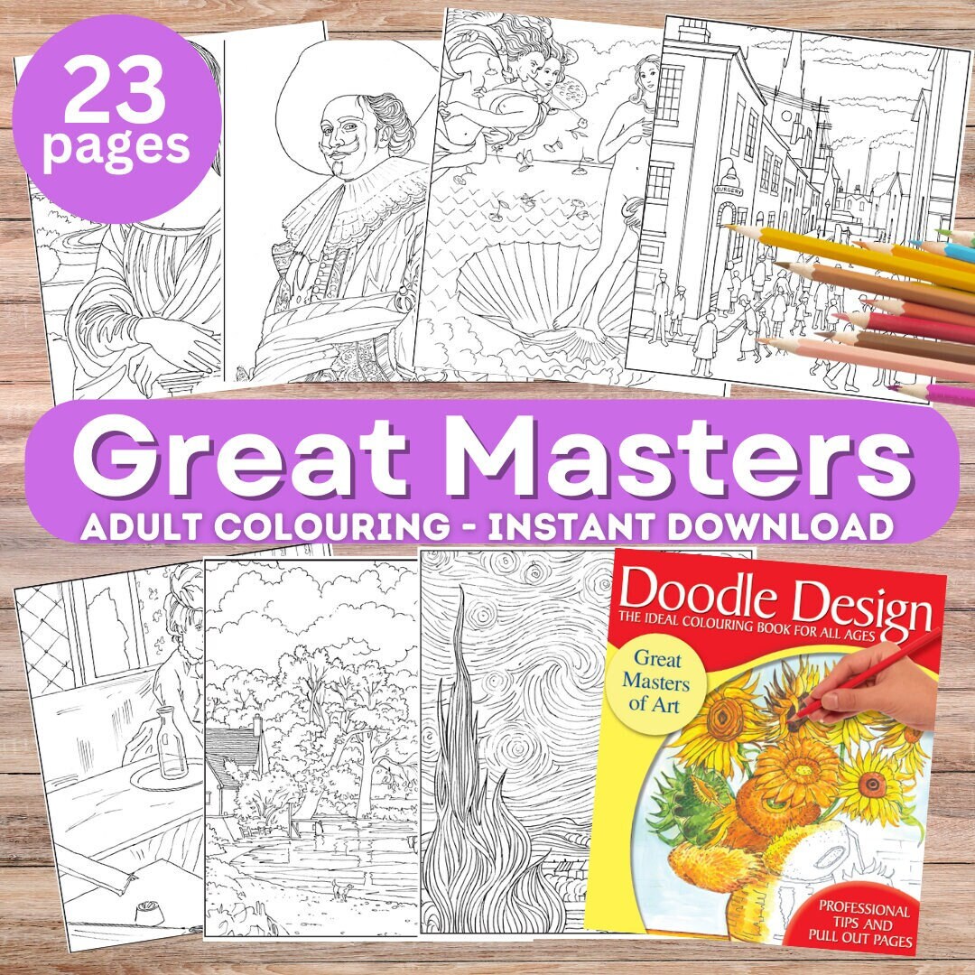 Great Masters Art Coloring Book, Famous Artists (instant Download PDF ...