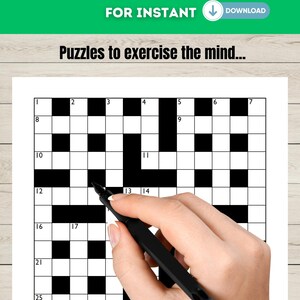 Printable Crossword Puzzles With Solutions: Brain Teasers (PDF) - Etsy