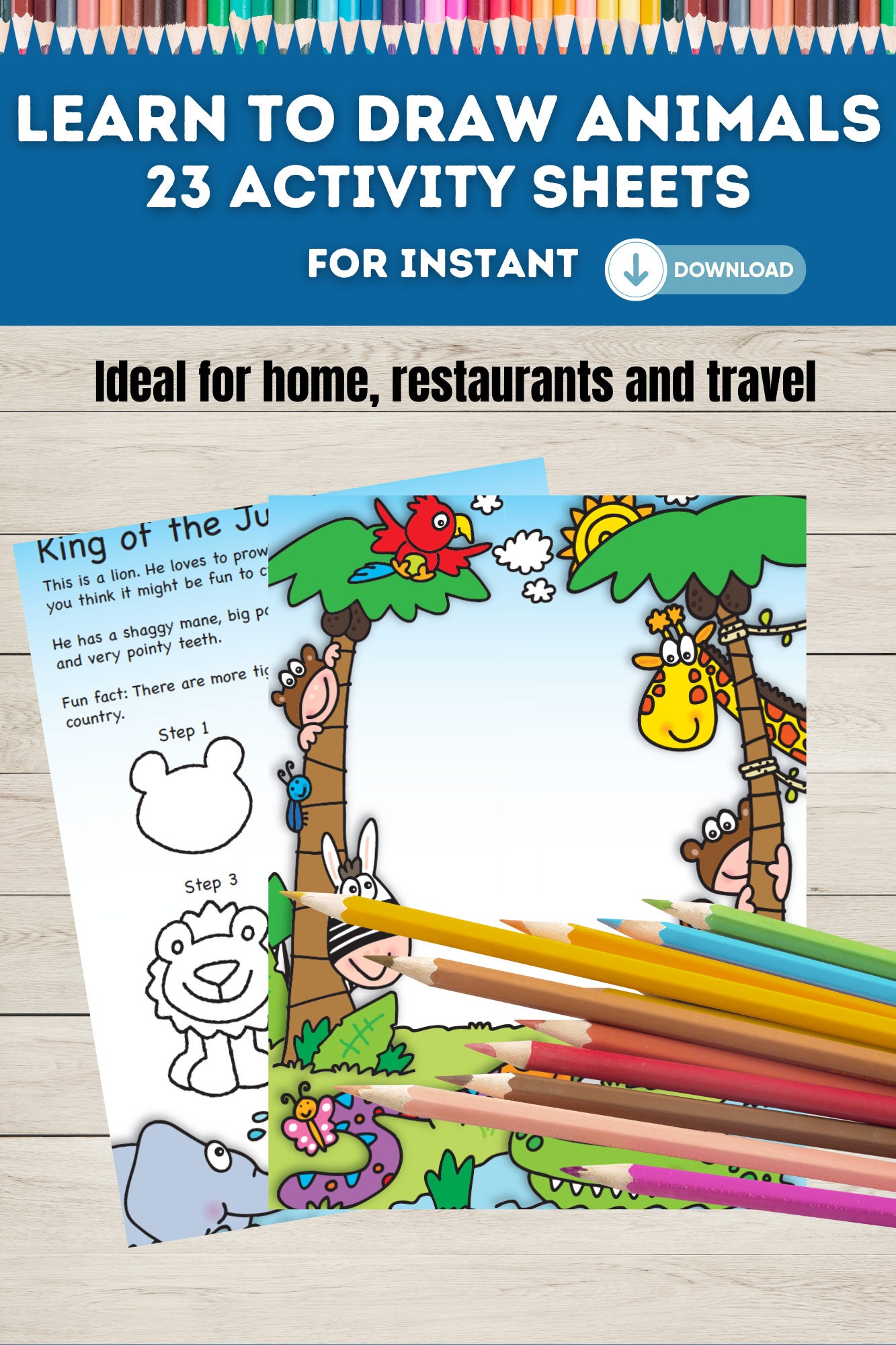 Learn to Draw Animals Activity Sheets Instant Download Printable How to ...